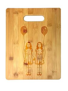 creepy scary hallway twins horror film movie parody laser engraved bamboo cutting board - wedding, housewarming, anniversary, birthday, father's day, gift