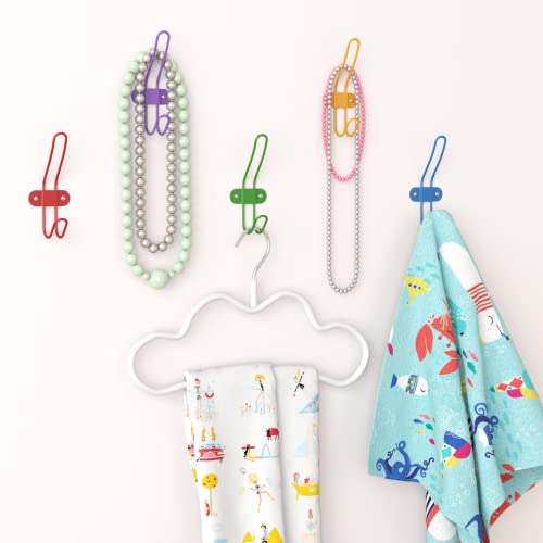 Tibres - Kids Wall Coat Hooks for Girls and Boys for Jackets Clothes Backpacks Robes and Towels - Children Colorful Wall Mounted Hanger Hooks Rack for Use in Nursery Bedroom and Bathroom - Set of 5