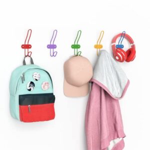 Tibres - Kids Wall Coat Hooks for Girls and Boys for Jackets Clothes Backpacks Robes and Towels - Children Colorful Wall Mounted Hanger Hooks Rack for Use in Nursery Bedroom and Bathroom - Set of 5