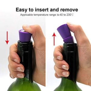 6PCS Wine Stoppers, AK1980 Silicone Reusable Sparkling Wine Bottle Stopper and Beverage Bottle Stopper with Grip Top for Keep the Wine Fresh