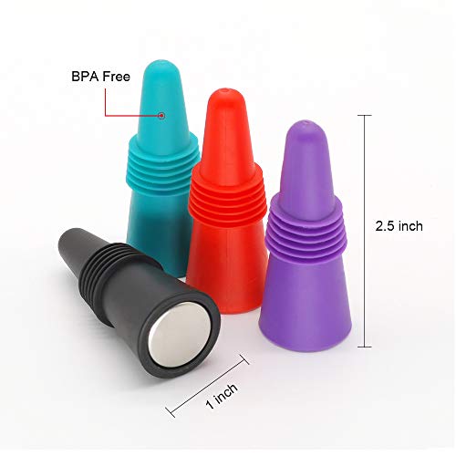 6PCS Wine Stoppers, AK1980 Silicone Reusable Sparkling Wine Bottle Stopper and Beverage Bottle Stopper with Grip Top for Keep the Wine Fresh