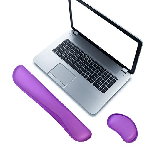 Poualss Memory Foam Set Keyboard and Mouse Wrist Pad Rest,Cushion Support for Office,Gaming,Computer,Laptop and Mac,Pain Relief& Easy Typing (Purple)