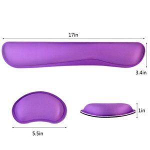 Poualss Memory Foam Set Keyboard and Mouse Wrist Pad Rest,Cushion Support for Office,Gaming,Computer,Laptop and Mac,Pain Relief& Easy Typing (Purple)