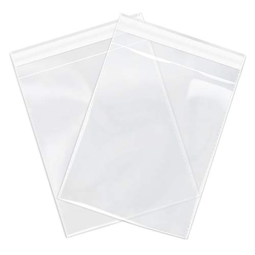 Spartan Industrial - 8" X 10" (1000 Count) Crystal Clear Resealable Polypropylene Poly Bags for Packaging, Clothing & T Shirts - Self Seal & Reinforced