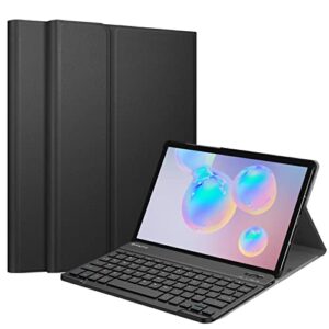 fintie keyboard case for samsung galaxy tab s6 10.5" 2019 (model sm-t860/t865/t867), [supports s pen wireless charging] slim cover w/detachable wireless bluetooth keyboard, black