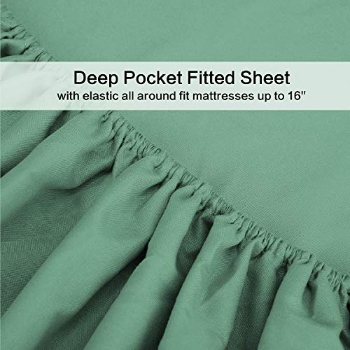 Best Season 400 Thread Count Cotton Twin Size Sheet Set (Sage Color) 3 Piece - 100% Long Staple Cotton Sheets Set, Soft Cotton Bed Sheets Sets with Deep Pocket fit Up to 16 inch