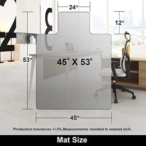 AiBOB Office Chair Mat for Hardwood Floors, 45 X 53 in, Heavy Duty Floor Mats for Computer Desk, Easy Glide for Chairs, Flat Without Curling