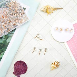 WenTao 150PCS Push Pins, Rose Gold Map Thumb Tacks, Large Size Pins Rose Gold Steel Point and Transparent Plastic Round Head for Bulletin Board, Fabric Marking, Crafts and Office Organization