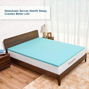 Nelaukoko 2 Inch King Size Memory Foam Mattress Topper King Mattress Foam Pad, Ventilated Gel Bed Topper King