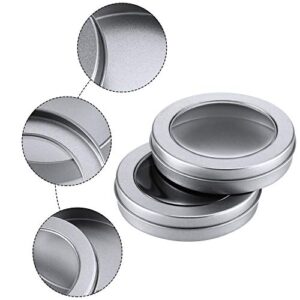 4 oz Metal Tin Cans Round Tin Containers Empty Tin Cans with Clear Top Lid Spice Tin for Kitchen Office Candles Candies and Gifts Holding