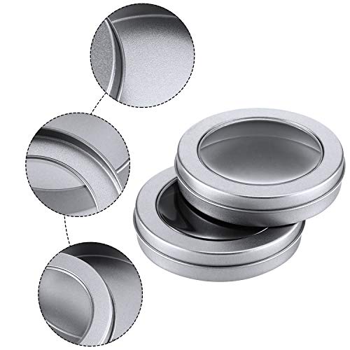 4 oz Metal Tin Cans Round Tin Containers Empty Tin Cans with Clear Top Lid Spice Tin for Kitchen Office Candles Candies and Gifts Holding