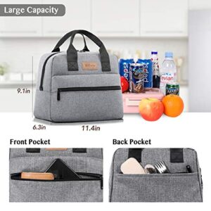 HOMESPON Insulated Lunch Bag for Women Men Lunch Box Cooler Lunch Tote for Work Picnic (Grey)