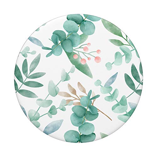 Eucalyptus green blossom watercolor floral branches leaves PopSockets Swappable PopGrip