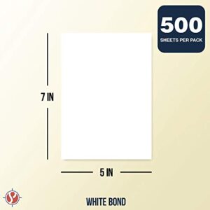 White Memo Sheets, 20lb Paper, 500 Sheets Per Pack (5 x 7)