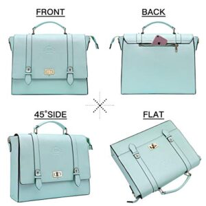 Laptop Briefcase for Women,15.6 Inch Work Tote Bag Trendy Computer Bag Business College Satchel Purse with Professional Protection Padded Compartment for Work School Travel,Mint