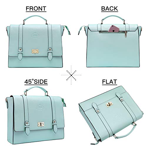 Laptop Briefcase for Women,15.6 Inch Work Tote Bag Trendy Computer Bag Business College Satchel Purse with Professional Protection Padded Compartment for Work School Travel,Mint