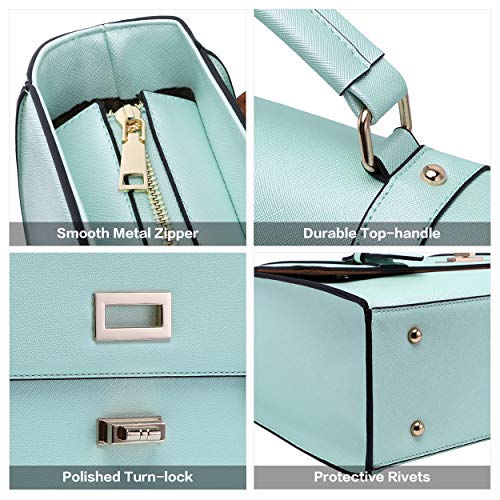 Laptop Briefcase for Women,15.6 Inch Work Tote Bag Trendy Computer Bag Business College Satchel Purse with Professional Protection Padded Compartment for Work School Travel,Mint