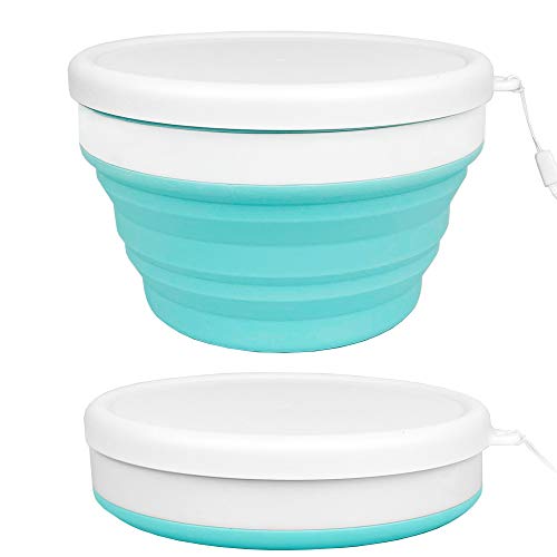 ECOmorning 30oz/900ml Silicone Collapsible Bowls Silicone Food Storage Containers with Lids Collapsible Lunch Box Containers, Microwave, Freezer Safe