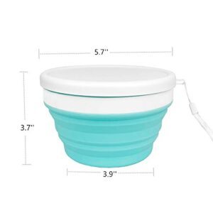 ECOmorning 30oz/900ml Silicone Collapsible Bowls Silicone Food Storage Containers with Lids Collapsible Lunch Box Containers, Microwave, Freezer Safe