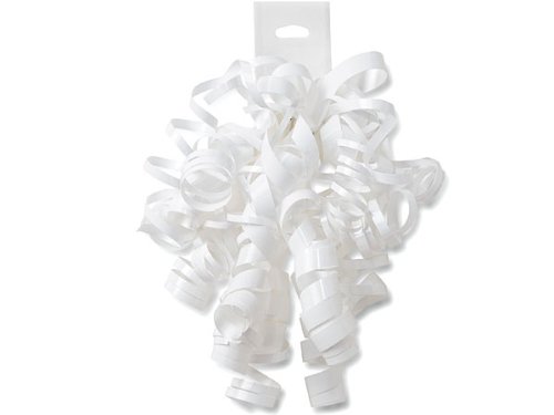 Twelve (12) Pure White Curly Bows - Dazzling Glossy Gift Bows Elegant Bouncy Easy