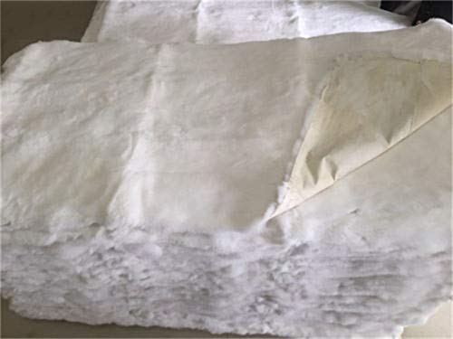 Real White Genuine Rabbit Fur Plate Rug Throw Blanket Rugs and Carpets for Living Room White 22X43in