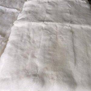 Real White Genuine Rabbit Fur Plate Rug Throw Blanket Rugs and Carpets for Living Room White 22X43in