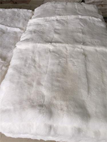 Real White Genuine Rabbit Fur Plate Rug Throw Blanket Rugs and Carpets for Living Room White 22X43in