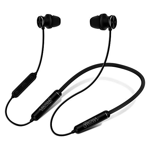 Gypsy by Carlos Santana, Around The Neck Bluetooth Headphones with 14mm Drivers for Crisp and Clear Sound Quality, 28 HRS Playtime Bluetooth Earbuds with Remote, Built-in Mic, and Magnetic Ear Tips