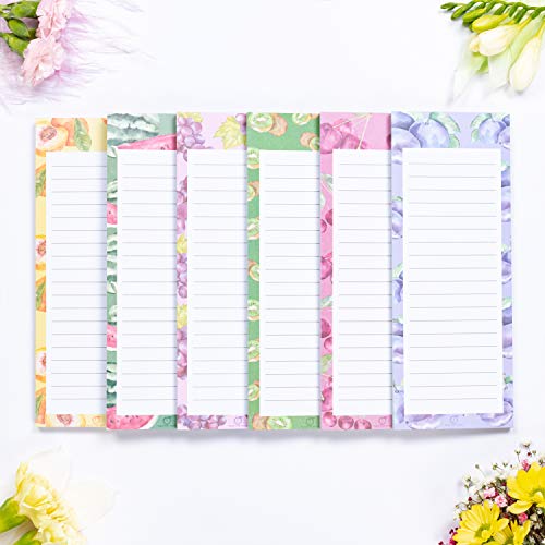 Peach Tree Shade Magnetic Notepads, 6-Pack 60 Sheets Per Pad 3.5” x 9”, Assorted Fruit Shapes, for Fridge, Kitchen, Shopping, Grocery, To-Do List, Memo, Reminder, Book, Party, Stationery, (Fruitnotes)