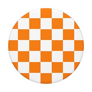 Checkered Orange And White Checkerboard Pattern Design Gift PopSockets PopGrip: Swappable Grip for Phones & Tablets