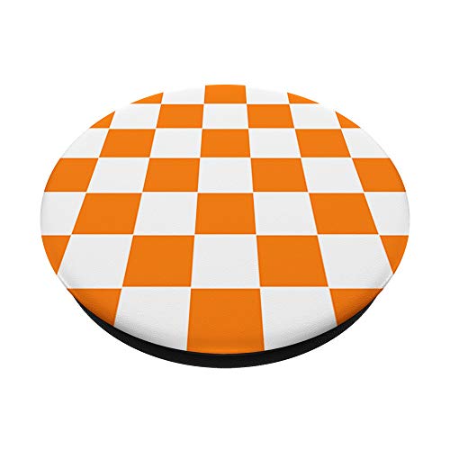 Checkered Orange And White Checkerboard Pattern Design Gift PopSockets PopGrip: Swappable Grip for Phones & Tablets