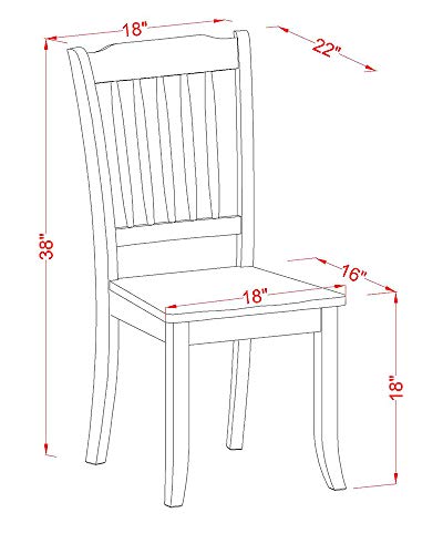 East West Furniture DODA7-BMK-W 7PC Rectangular 60/78 inch Table with 18 in Leaf and 6 Vertical slatted Chairs