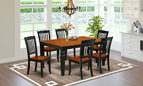 East West Furniture WEDA7-BCH-W Dining Table Set, 7-Piece