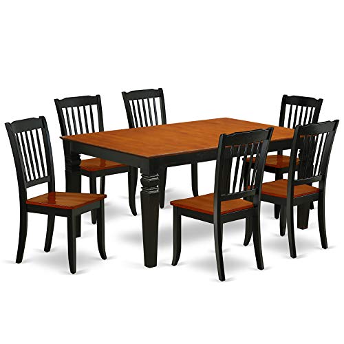 East West Furniture WEDA7-BCH-W Dining Table Set, 7-Piece