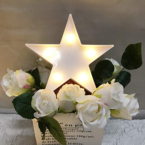 QiaoFei Little Star Light,LED Plastic Star Sign-Lighted Marquee Star Sign Wall Decor for Christmas,Birthday Party,Kids Room, Living Room, Wedding Party Decor,Romantic Lamp Night Table Light(White )