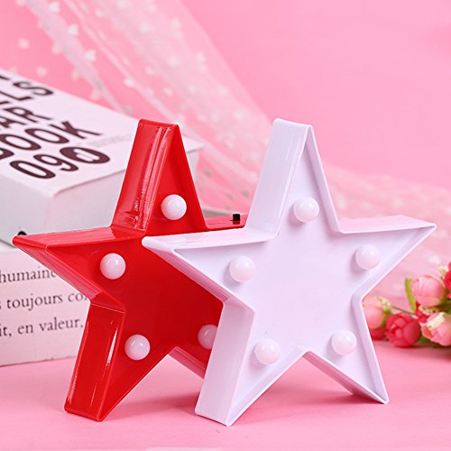 QiaoFei Little Star Light,LED Plastic Star Sign-Lighted Marquee Star Sign Wall Decor for Christmas,Birthday Party,Kids Room, Living Room, Wedding Party Decor,Romantic Lamp Night Table Light(White )