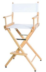 filmcraft tall director's chair (white canvas, natural frame)