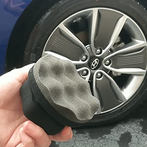 IPELY 2 Pack Large Tire Shine Applicator Pad, Durable and Reusable Hex-Grip Tire Dressing Applicator Pad for Applying Tire Shine