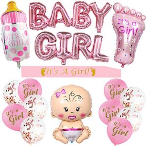 baby shower decorations for girl,girl baby shower balloons, its a girl sash for baby shower