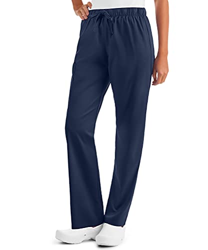 Strictly Scrubs Stretch Women’s Four Way Stretch Scrub Set – Includes V-Neck Top and Pant (Medium Petite, Navy)