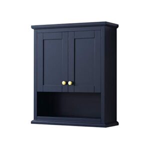 wyndham collection avery wall-mounted bathroom storage cabinet in dark blue