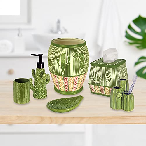 Destinations Cactus Waste Paper Basket, Wastebasket, Olive