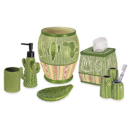 Destinations Cactus Waste Paper Basket, Wastebasket, Olive