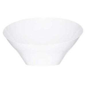 PLASTICPRO Disposable Angled Plastic Bowls Round Medium Serving Bowl, Elegant for Party's, Snack, or Salad Bowl, White, Pack of 4