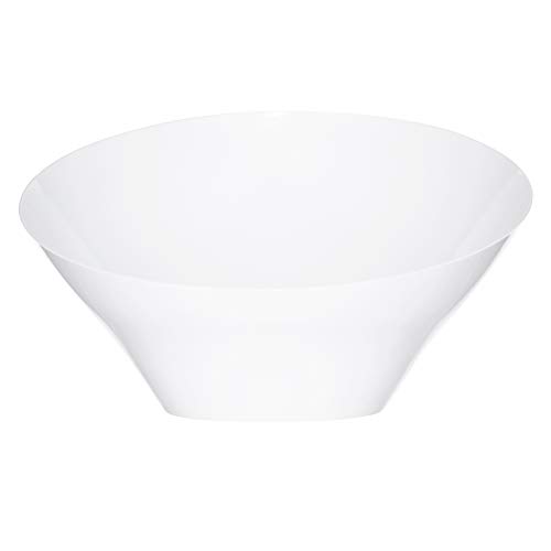 PLASTICPRO Disposable Angled Plastic Bowls Round Medium Serving Bowl, Elegant for Party's, Snack, or Salad Bowl, White, Pack of 4