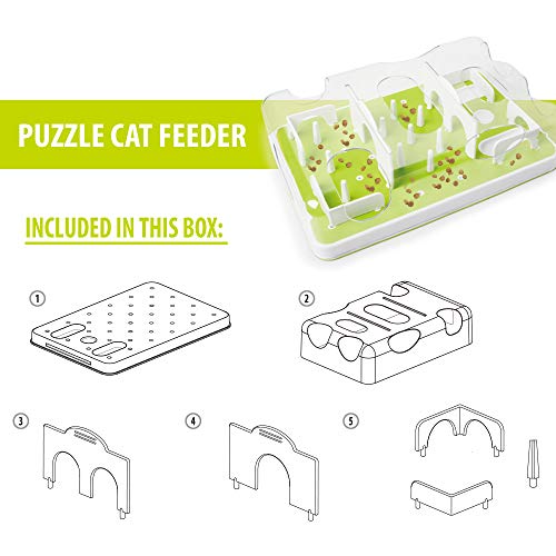 ALL FOR PAWS Interactive Puzzle Cat Feeder, Treat Game Maze Toy Cat Brain Stimulation Toys Slow Feeder for Indoor Cats