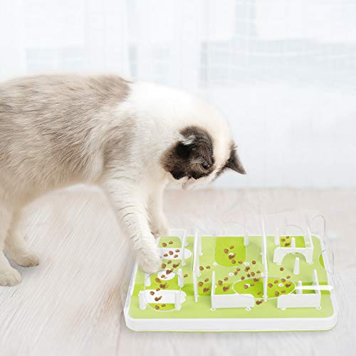 ALL FOR PAWS Interactive Puzzle Cat Feeder, Treat Game Maze Toy Cat Brain Stimulation Toys Slow Feeder for Indoor Cats