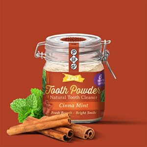 The Dirt Tooth Powder - Fluoride Free - Remineralizing with Essential Oils & Bentonite Clay - Natural Toothpaste Alternative - Available in 6 Flavors (Cinna Mint, 51g: 6 Month Supply)