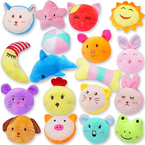 YUNKINGDOM 18 Pack Puppy Plush Squeaky Dog Toys Pets Small Dog Chew Toys for Puppies Bulk with Squeaker Soft Toy