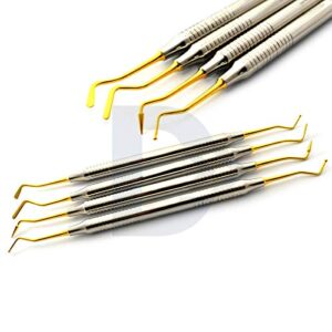 4pcs set dental light weight gold titanium coated restorative composite amalgam filling instruments scalers